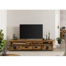 TV-Board Mango / Altholz 220x55x50 natur lackiert RAILWAY LUX #132