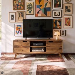 TV-Board Sheesham 134x40x48 natur sandgestrahlt lackiert MALM&Ouml; 2 #219
