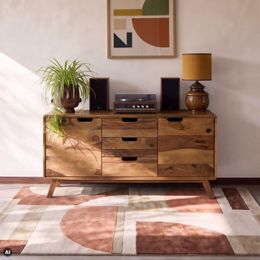 Sideboard Sheesham 134x40x65 natur sandgestrahlt lackiert MALM&Ouml; 2 #207