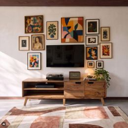 TV-Board Sheesham 180x40x48 natur sandgestrahlt lackiert MALM&Ouml; 2 #222