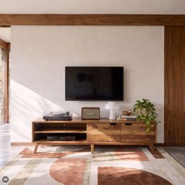 TV-Board Sheesham 220x40x48 natur sandgestrahlt lackiert MALM&Ouml; 2 #225