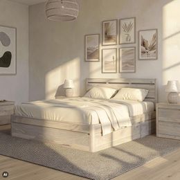 Bett mit Schubladen Mango 160x200x90 wei&szlig; lackiert TORONTO #361