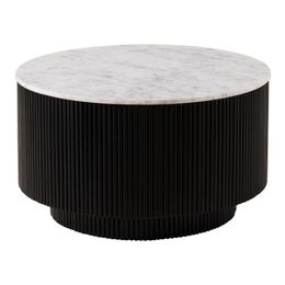 Couchtisch rund Mango 80x80x45 schwarz lackiert / Marmor wei&szlig; BARCELONA #120