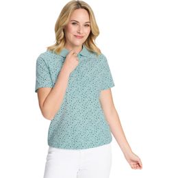 Damen Poloshirt im Tupfen-Dessin mint-aquapetrol-getupft, Gr&ouml;&szlig;e 42