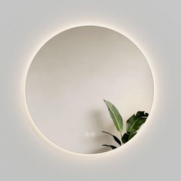 Emke Badspiegel, Transparent, Glas, Rund, 80x80x3 cm, Badezimmer, Badezimmerspiegel, Badspiegel