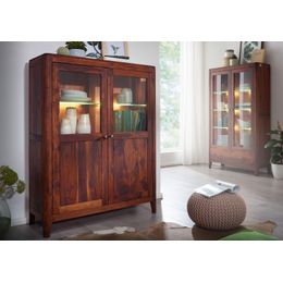 Highboard Sheesham 110x40x140 walnuss ge&ouml;lt BROOKLYN #25