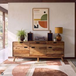 Sideboard Sheesham 180x40x65 natur sandgestrahlt lackiert MALM&Ouml; 2 #231