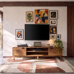 TV-Board Sheesham 220x40x48 natur sandgestrahlt lackiert MALM&Ouml; 2 #224