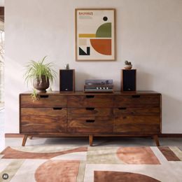 Sideboard Sheesham 200x40x65 walnuss gewachst MALM&Ouml; 2 #130