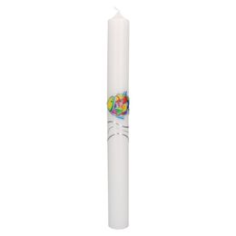 Symbolkerze 400x40 mm Wachsmotiv - Regenbogenfisch mit Wellen in Silber (1 St&uuml;ck...