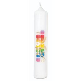 Erstkommunionkerze Regenbogen, Kelch und &Auml;hre (1 St&uuml;ck)