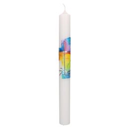 Symbolkerze zur Kommunion 400x40 Wachsmotiv - Kelch, &Auml;hre, Kreuz und Sonne mit K...