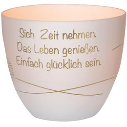 Windlicht aus Porzellan - Gl&uuml;cklich sein (1 St&uuml;ck)
