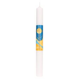 Symbolkerze 400x40 Wachsmotiv - Berglandschaft mit Sonne mit Kreuz in Gold (1 St...