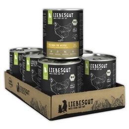 LIEBESGUT Hundefutter Bio-Huhn mit Bio-Apfel und Bio-Buchweizen 6x800 g