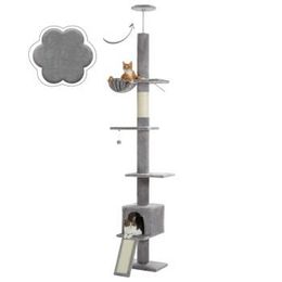 Pawz Road Deckenhoher Katzenbaumturm verstellbar grau