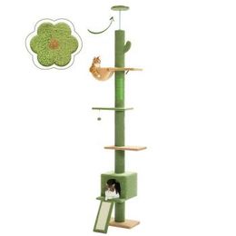 Pawz Road Deckenhoher Katzenbaumturm verstellbar gr&uuml;n