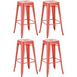 CLP 4er Set Barhocker Joshua I Stapelbare Tresenhocker aus Metall I Barst&uuml;hle mit Fu&szlig;st&uuml;tzen I Sitzh&ouml;he 76 cm I Stapelhocker