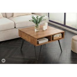 Riess Ambiente Massiver Couchtisch SCORPION 60cm braun honey finish Mangoholz mit Hairpin Legs Riess-Ambiente Sofatisch Wohnzimmertisch rechteckig Modern & Design