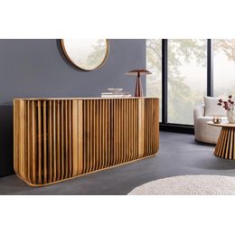 Riess Ambiente Massives Sideboard SCULPTURA 170cm natur Mangoholz mit abgerundeter Lamellenfront Riess-Ambiente