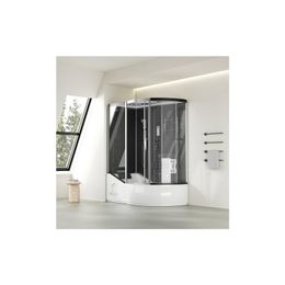 Home Deluxe Duschkabine mit Badewanne ALLIN 2IN1 - 170 x 90 Schwarz Rechts