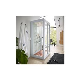 Home Deluxe Dampfdusche mit Wasserfall und Dampfsauna LUXORY - 120 x 90 cm Wei&szlig;