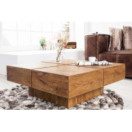 Riess Ambiente Massiver Couchtisch BOLT 70cm braun Mangoholz honey finish handmade Riess-Ambiente Sofatisch Wohnzimmertisch S&auml;ulentisch quadratisch Modern & Design