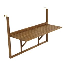 DEGAMO Balkonh&auml;ngetisch 120x40cm, Akazienholz ge&ouml;lt