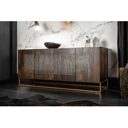Riess Ambiente Massives Sideboard ONYX 180cm dunkelbraun Mangoholz Edelstein Achat gold Metallgestell Riess-Ambiente Glamour Natur Industrie & Loft