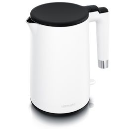 arendo Wasserkocher aus Edelstahl, Doppelwand-Design, 360&deg; Controller, wei&szlig; matt, 1,5 l, 2000 W, Teekocher, &Uuml;berhitzungs- und Trockengehschutz
