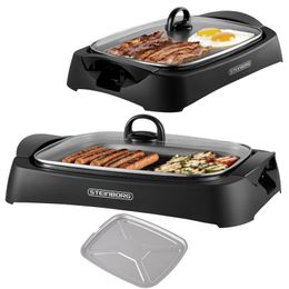 Steinborg Tischgrill mit Antihaftplatte Fettauffangschale Temperaturregelung