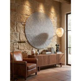 KADIMA DESIGN Flachgewebe-Teppich Ethno Silber 80x80 cm Ethno-Streifen