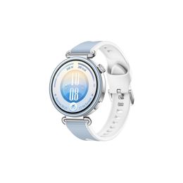 Huawei WATCH GT 7, 41mm, Edelstahlgeh&auml;use + blau-wei&szlig;es Fluorelastomer-Armband Smartwatch (Herzfrequenzmessung)