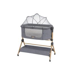 Kikka boo Beistellbett Sleat Me 2 in 1 Hochstuhl, h&ouml;henverstellbar, Moskitonetz grau