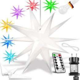 Kesser&reg; Leuchtstern 3D, LED Weihnachtsstern mit Timer f&uuml;r innen und au&szlig;en, Adventsstern Beleuchtet h&auml;ngend Stern + Warmwei&szlig; Licht