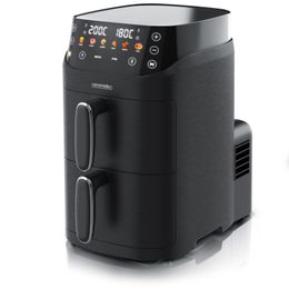 arendo Doppelkammer-Hei&szlig;luftfritteuse 5 l, 2 Kammern &uuml;bereinander mit je 2,5 l, 2000 W, SYNC und MATCH, 6 Programme, Touchdisplay