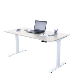 Schaff Schreibtisch elektrisch h&ouml;henverstellbar, Ergonomische Arbeitstisch, Gestell und Tischplatte120x80 Wei&szlig;