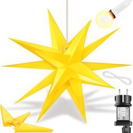 Kesser&reg; Leuchtstern 3D, LED Weihnachtsstern mit Timer f&uuml;r innen und au&szlig;en, Adventsstern Beleuchtet h&auml;ngend Stern + Warmwei&szlig; Licht