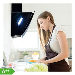 Klarstein Clara 90 Dunstabzugshaube Glas 590 m&sup3;/h Touch Ambiente-Licht Schwarz