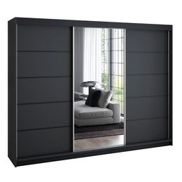 A&J M&ouml;belLand Schwebet&uuml;renschrank, Schwarz, Holzwerkstoff, 200x215x59.5 cm, Schlafzimmer, Kleiderschr&auml;nke, Schwebet&uuml;renschr&auml;nke