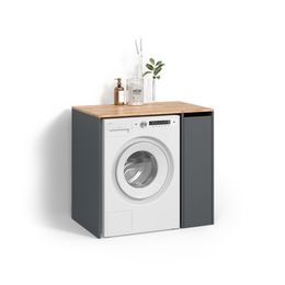 Livinity&reg; Waschmaschinenschrank, Anthrazit, Eiche, Holzwerkstoff, 2 F&auml;cher, Rechteckig, 93.6x88.2x60.3 cm, Waschk&uuml;che, Waschmaschinenschrank