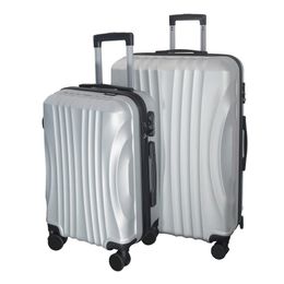 Novel Reisekofferset, Silber, Metall, Kunststoff, Textil, 2-teilig, Zahlenschloss, h&ouml;henverstellbarer Teleskopgriff, 360&deg;-Rollensystem, Tragehenkel, Freizeit, Koffer & Taschen, Kofferset
