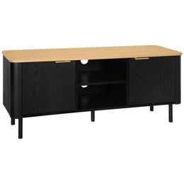 Xora Lowboard, Schwarz, Eiche, Metall, Holzwerkstoff, 1 F&auml;cher, 120x52x40 cm, Beim&ouml;bel erh&auml;ltlich, stehend, Wohnzimmer, Wohnw&auml;nde, Lowboards, Lowboards stehend