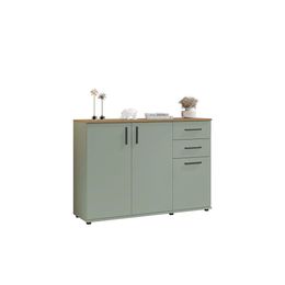 Mid.you Kommode, Eiche, Salbeigr&uuml;n, Kunststoff, 1 F&auml;cher, 2 Schublade(n) Schubladen, 120x84x35 cm, Typenauswahl, Wohnzimmer, Kommoden & Sideboards, Kommoden