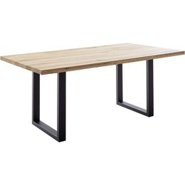 Valdera Esstisch, Wildeiche, Holz, Wildeiche, massiv, rechteckig, eckig, U-Form, 90x76x160 cm, FSC 100%, in verschiedenen Gr&ouml;&szlig;en erh&auml;ltlich, Variantenauswahl, Gestellauswahl, Esszimmer, Tische, Esstische