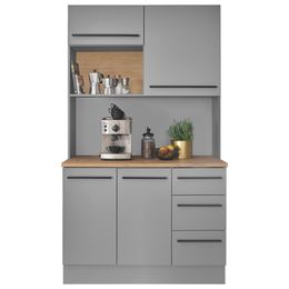 P & B Buffet, Grau, Eiche, Kunststoff, 2 F&auml;cher, 3 Schublade(n) Schubladen, 120x211x60 cm, Beim&ouml;bel erh&auml;ltlich, K&uuml;chen, K&uuml;chenm&ouml;bel, Buffetschr&auml;nke