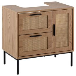 Mid.you Waschbeckenunterschrank, Eiche, Metall, 2 Schublade(n) Schubladen, einzeln stellbar, 60x60x40 cm, stehend, Badezimmer, Badezimmerschr&auml;nke, Waschbeckenunterschr&auml;nke