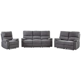 P & B Sitzgarnitur, Dunkelgrau, Textil, Uni, Made in Europe, Wohnzimmer, Sofas & Couches, Sitzgarnituren