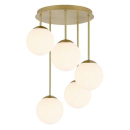 Novel H&auml;ngeleuchte, Wei&szlig;, Gold, Metall, Glas, rund,rund, 59.5 cm, RoHS, CE, Lampen & Leuchten, Innenbeleuchtung, H&auml;ngelampen, Pendelleuchten