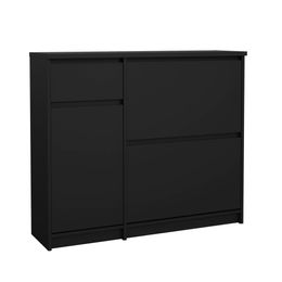 Livetastic Schuhschrank Naia, Schwarz, Holzwerkstoff, 2 F&auml;cher, 1 Schublade(n) Schubladen, 108.9x92.9x31.5 cm, FSC Mix, Made in Denmark, stehend, Garderobe, Schuhaufbewahrung, Schuhschr&auml;nke